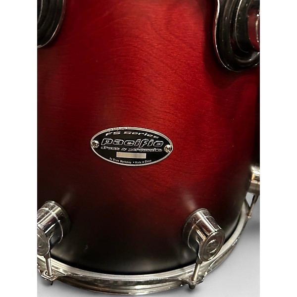 Used PDP by DW 4 Piece Pacific FS Series Red to Black Fade Drum Kit Red ...