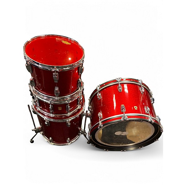 Used Ludwig 4 Piece Classic Maple Pro Beat Red Sparkle Drum Kit Red ...