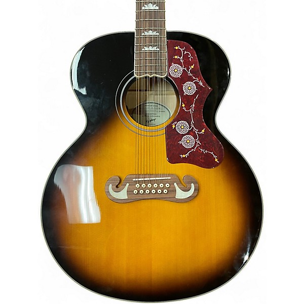 Used Epiphone J-200 2 Tone Sunburst 12 String Acoustic Electric Guitar ...