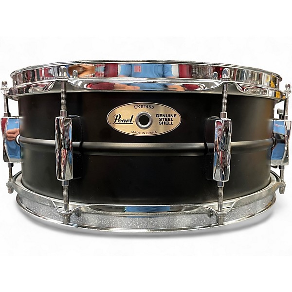Used Pearl 14in GENUINE STEEL SHELL EKS1455 MATTE BLACK Drum MATTE ...