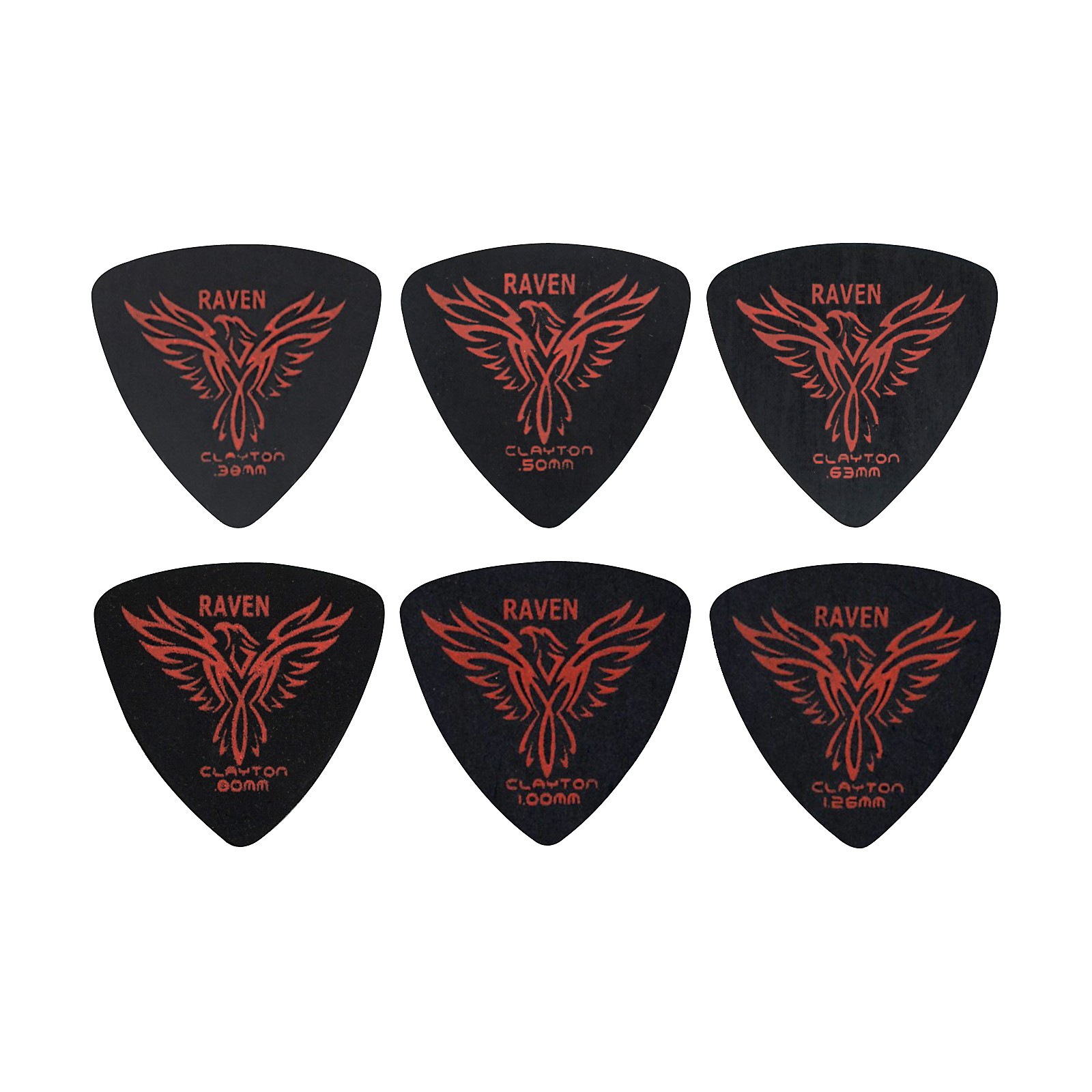 Clayton Black Raven Rounded Triangle Guitar Picks 1.26 mm 1 Dozen ...