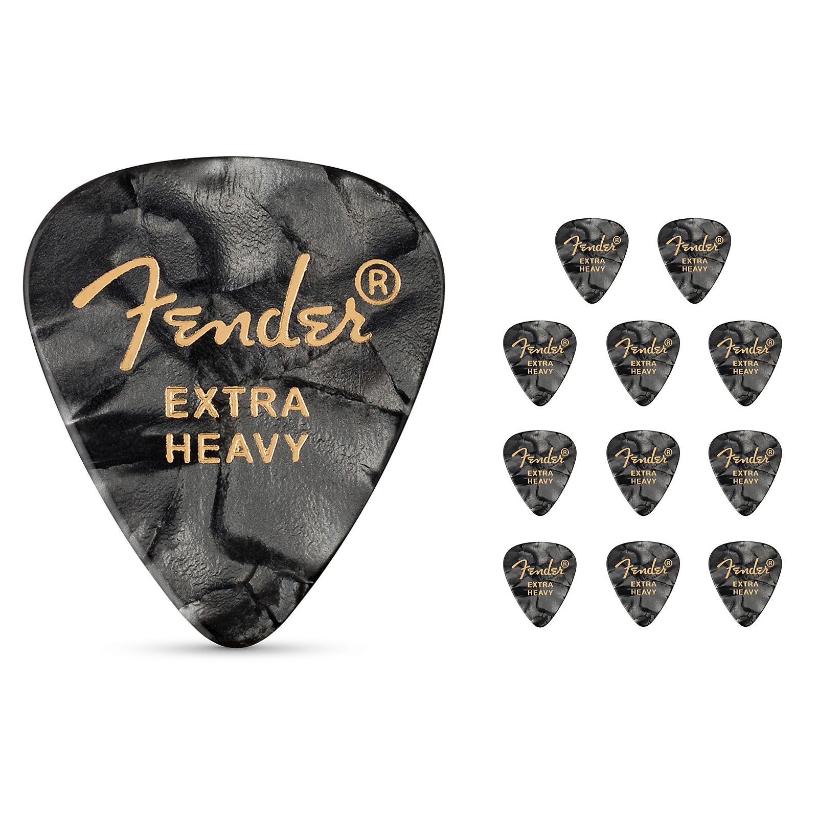 Fender 351 Premium Celluloid Guitar Picks 12-Pack Black Moto X-Heavy ...