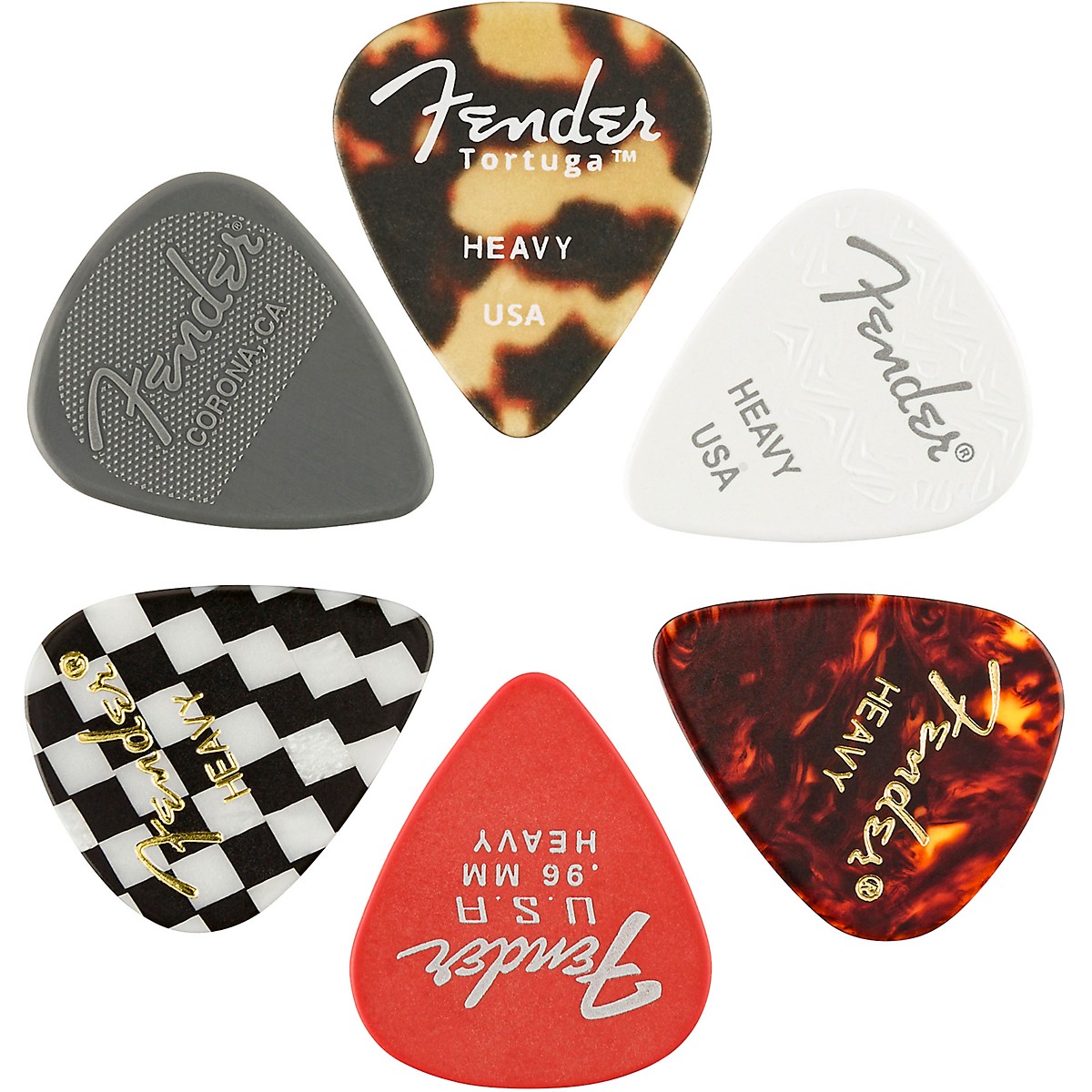 Fender 351 Shape Material Medley Guitar Picks (6-Pack) Heavy 6 Pack ...