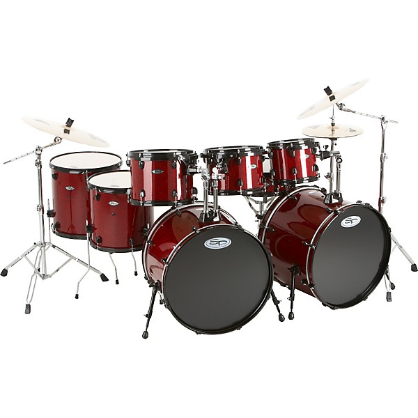 Sound Percussion Labs Pro 8-Piece Double-Bass Drum Set Red Sparkle ...