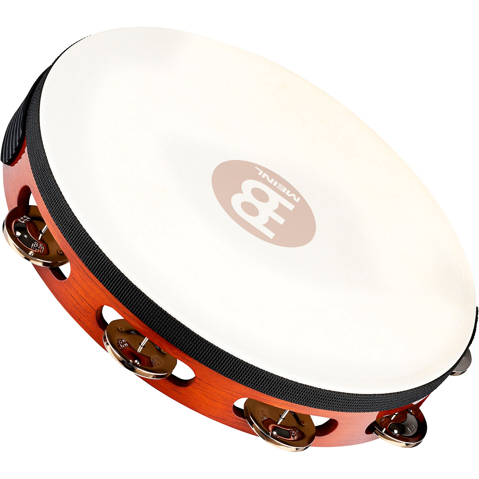 MEINL Traditional Goat-Skin Wood Tambourine Single Row Steel Jingles ...