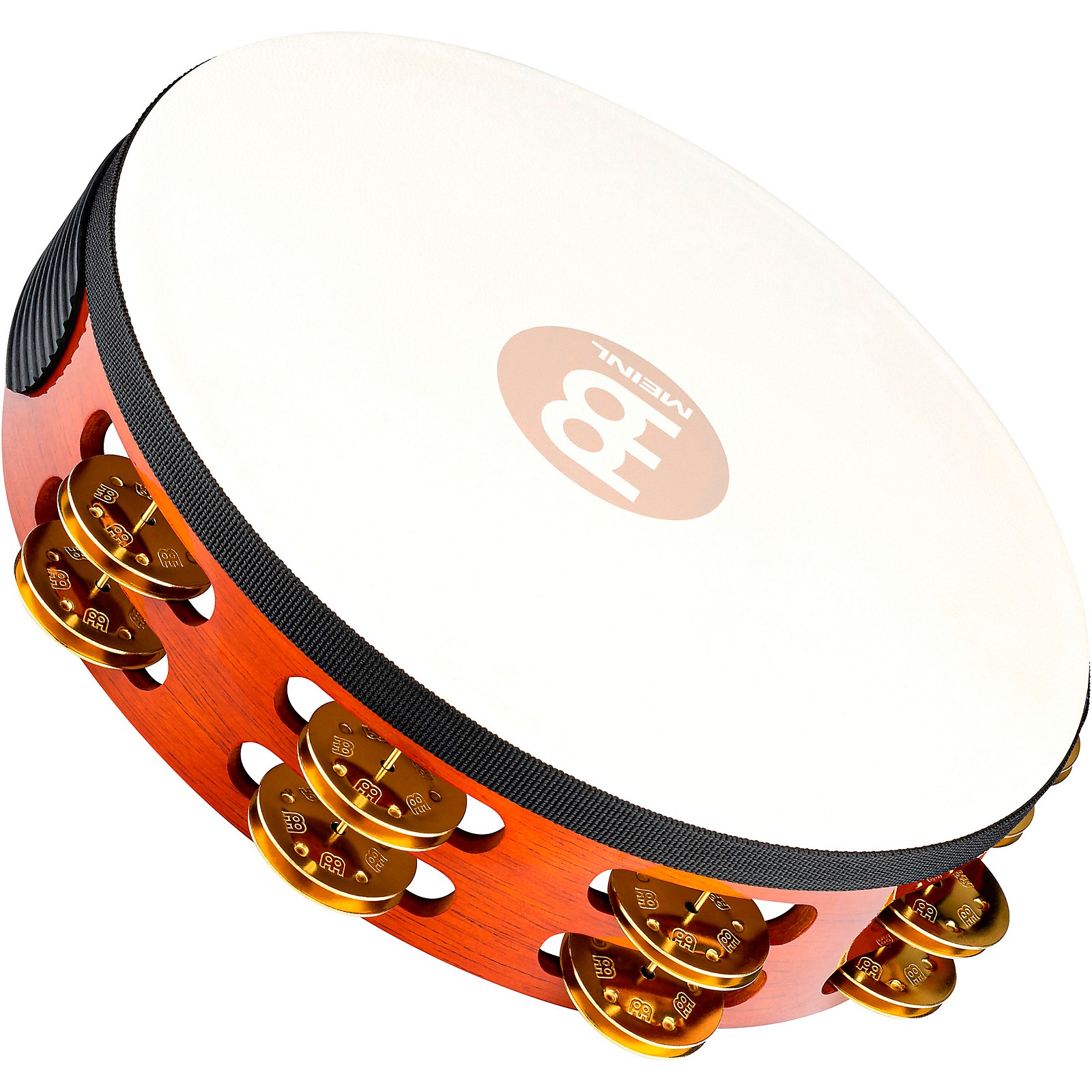 MEINL Traditional Goat-Skin Wood Tambourine Two Rows Brass Jingles ...