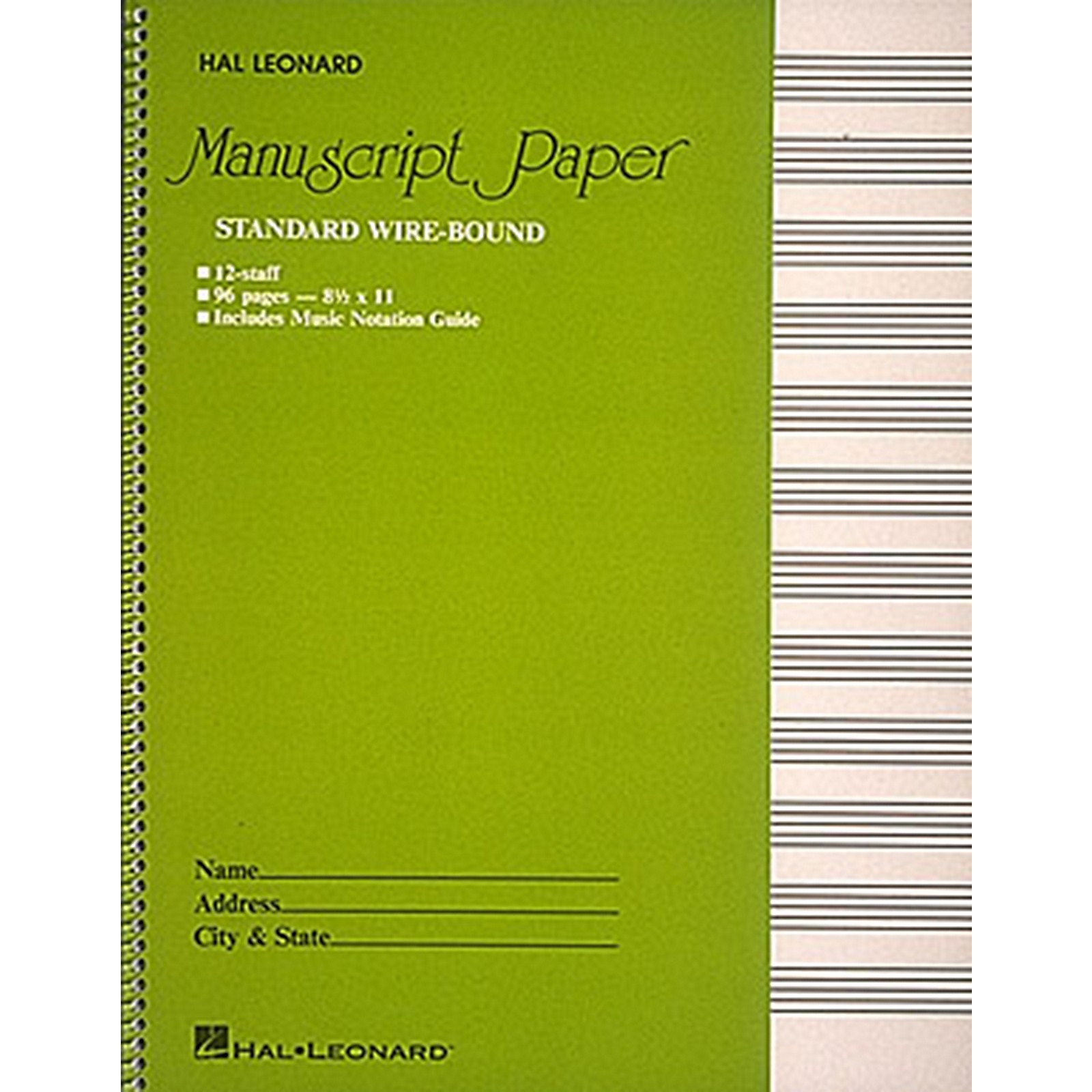 Hal Leonard Manuscript Paper 96 Page Wirebound 12 Staves | Guitar Center