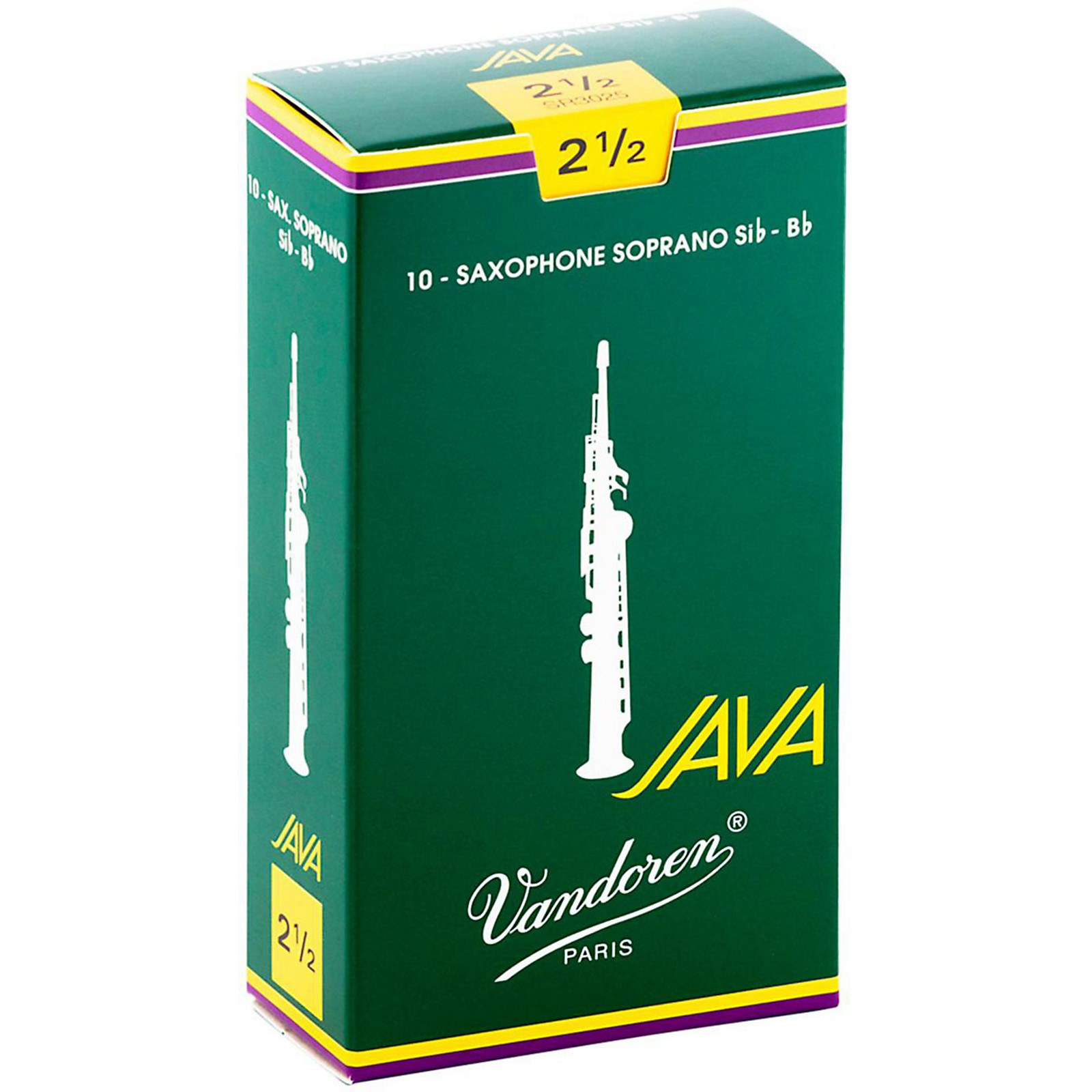 Vandoren JAVA Soprano Saxophone Reeds Strength 2.5, Box of 10 | Guitar ...