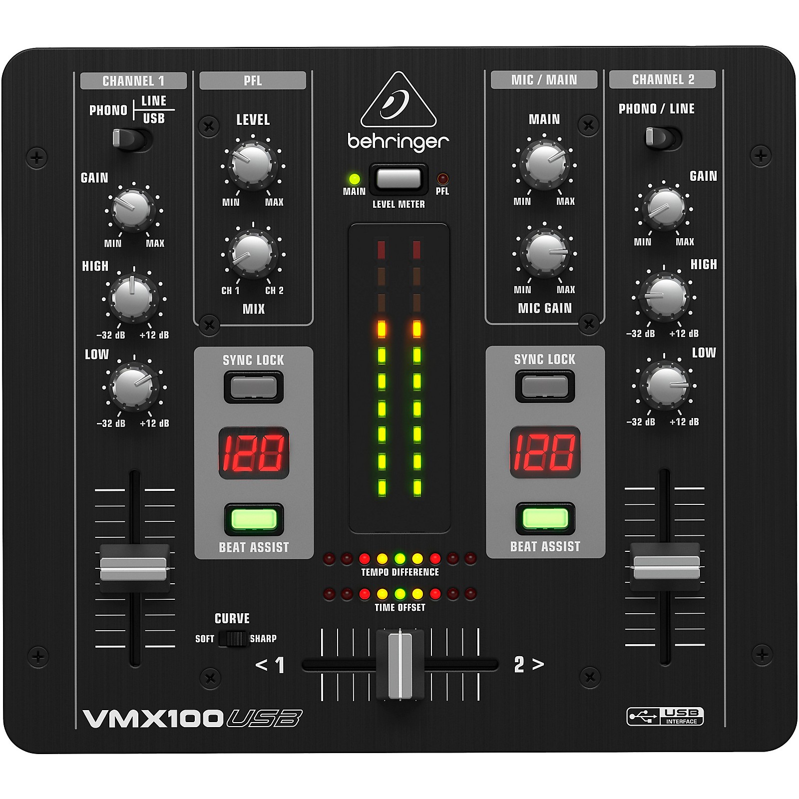Behringer VMX100USB Professional 2-Channel DJ Mixer | Guitar Center