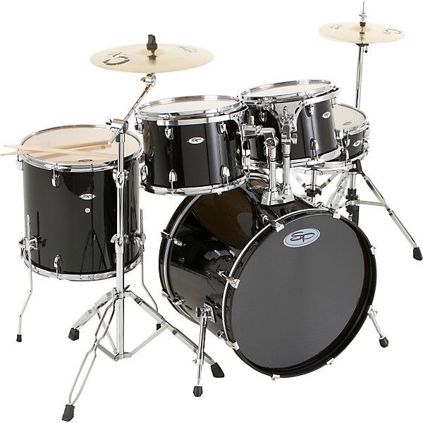 Sound Percussion Labs Pro 5-Piece Drum Set with Cymbals Black | Guitar ...