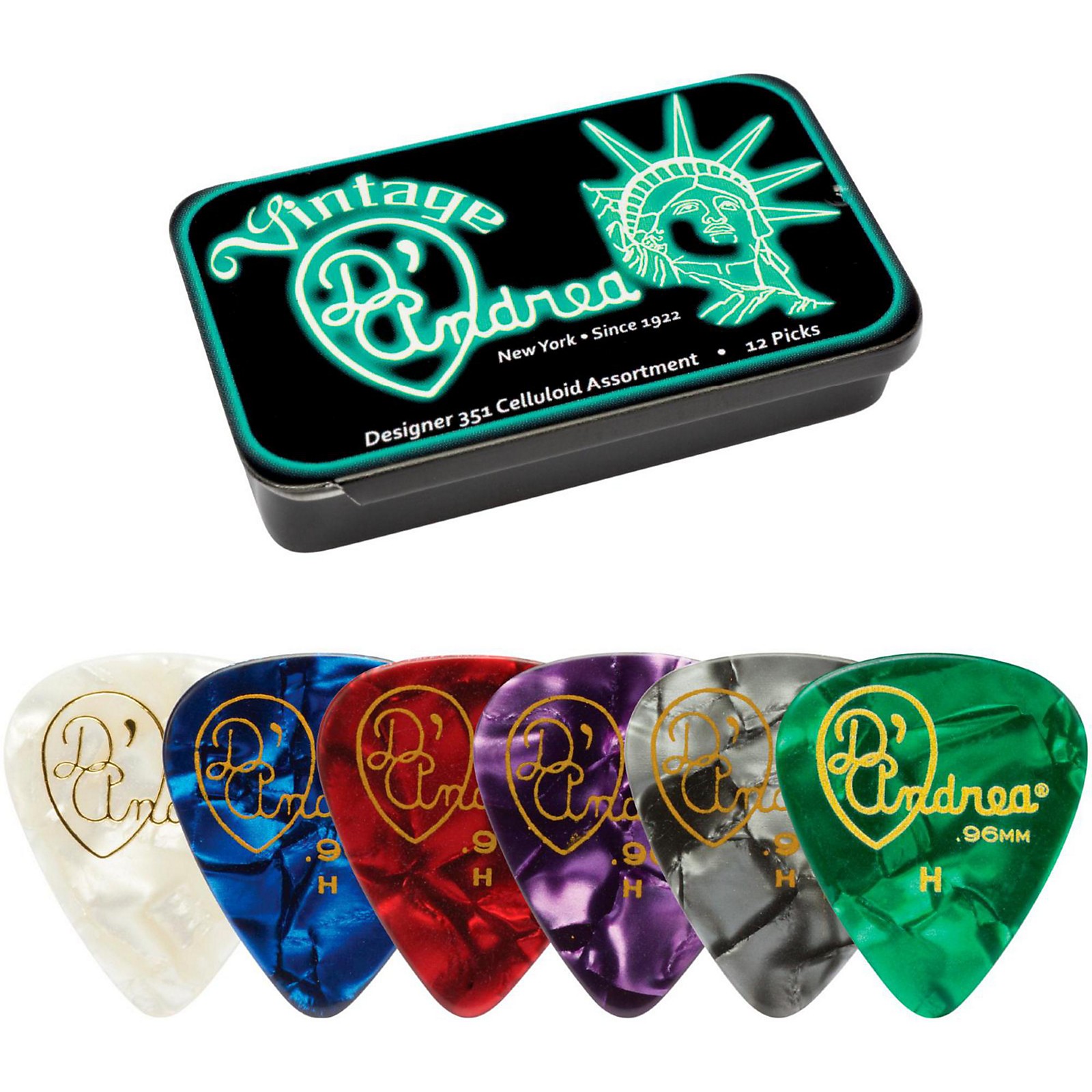 D'Andrea 351 Vintage Designer Celluloid Picks - Assorted Pearloid - 1 ...