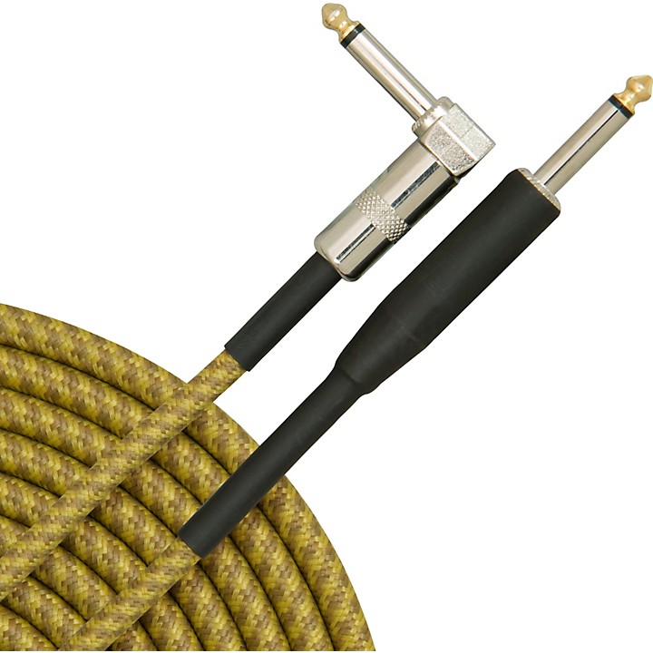 Musician's Gear Tweed Right Angle Instrument Cable Gold 20 ft. | Guitar ...