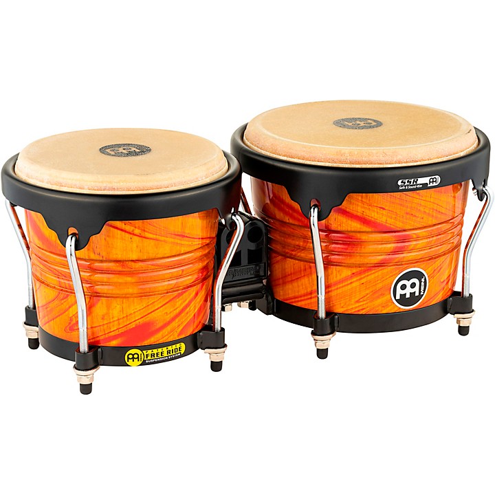 MEINL Free Ride Designer Series Wood Bongo Set Amber Flame 6-3/4 in ...