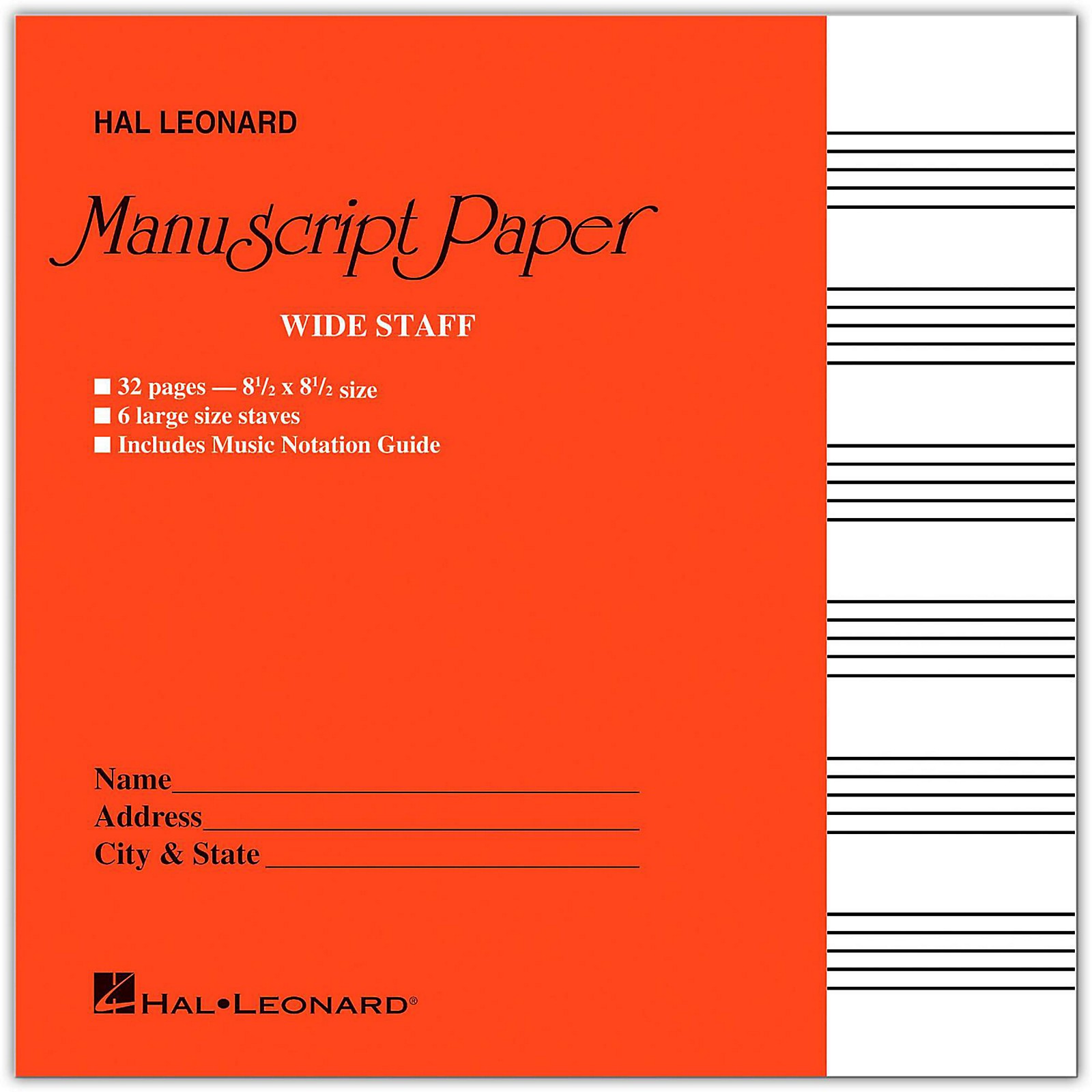 Hal Leonard Wide Staff Manuscript Paper (Red Cover) | Guitar Center