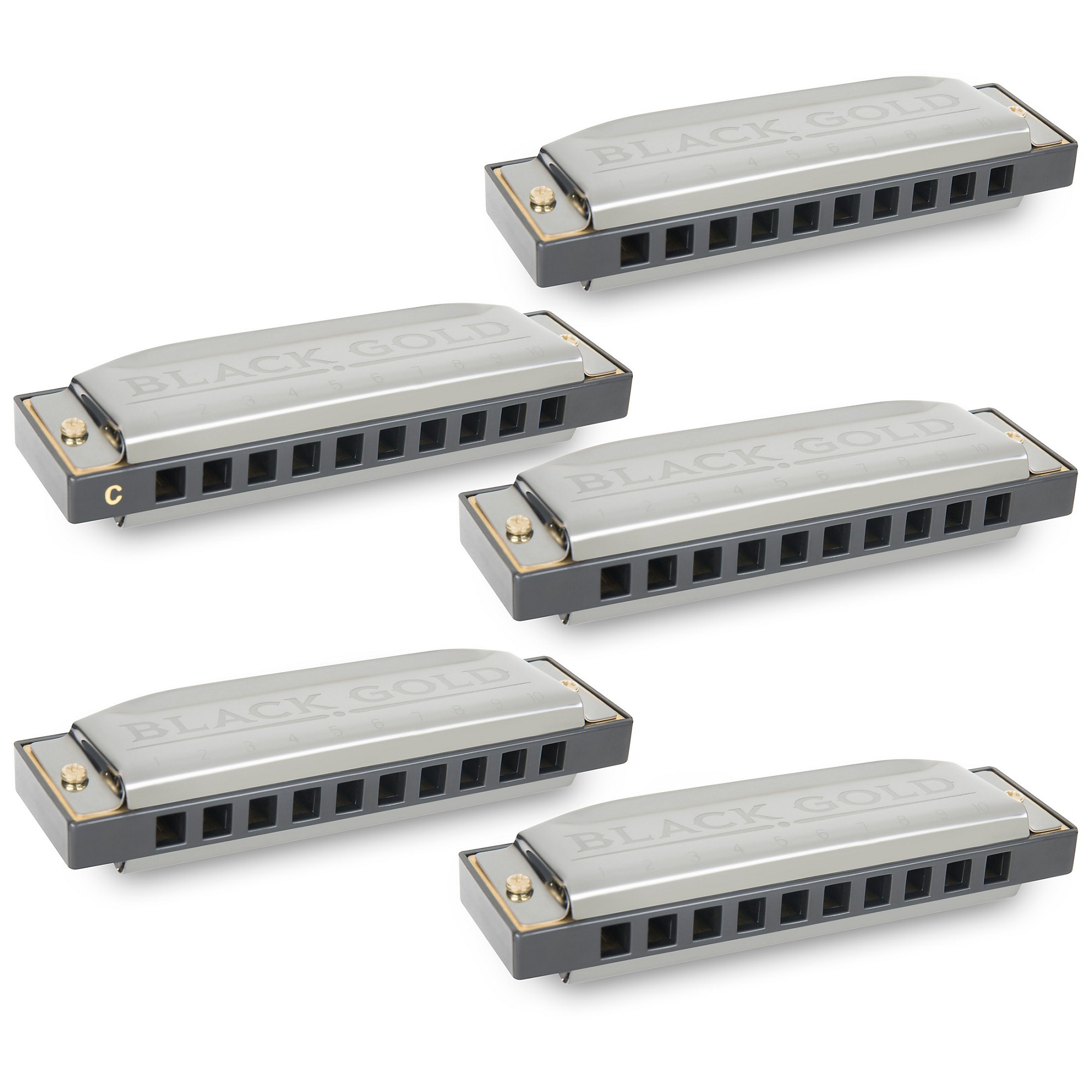 Silver Creek Black Gold Harmonica 5 Pack - Keys of A, C, D, E and G ...