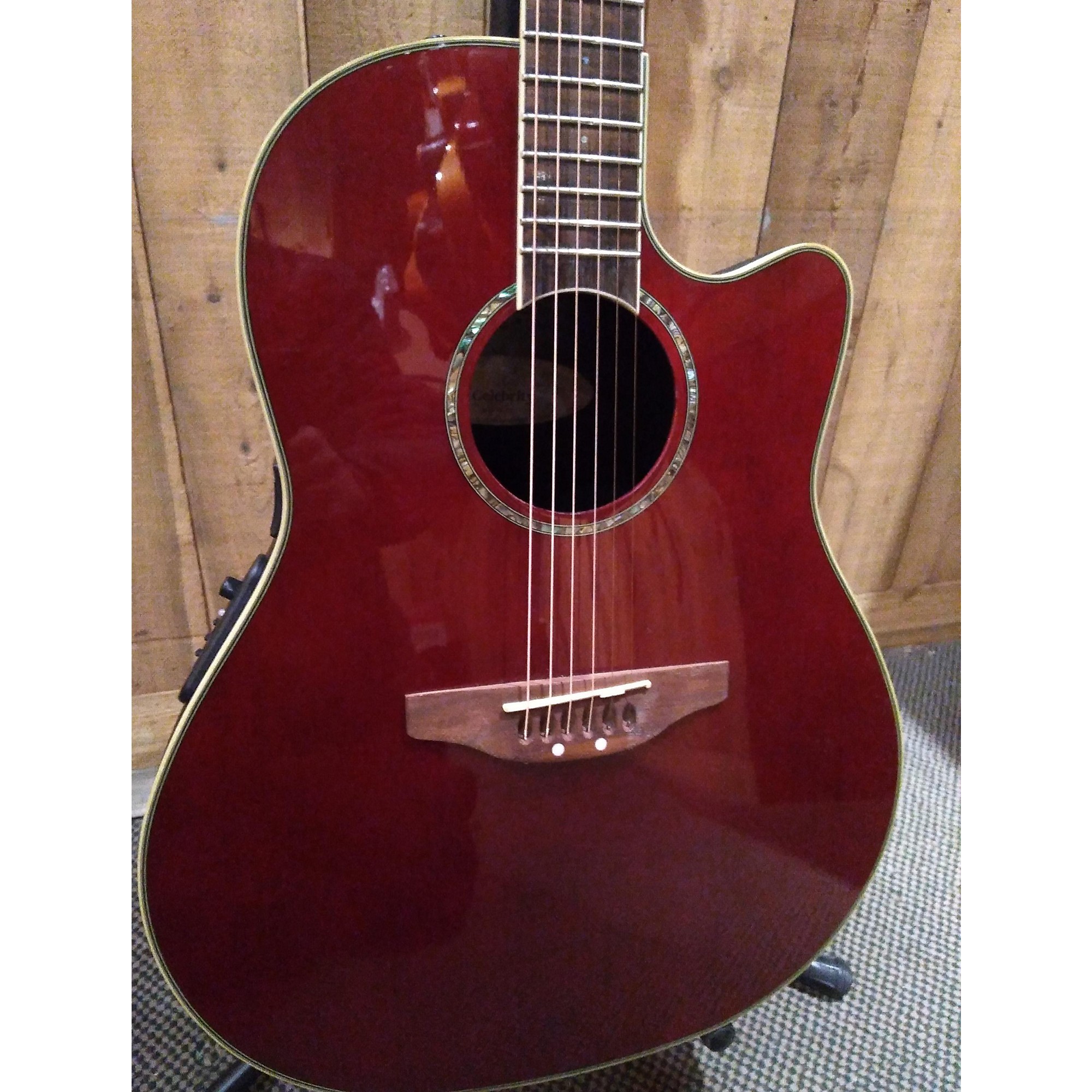 Used Ovation CC24 Celebrity Acoustic Electric Guitar Trans Red | Guitar ...