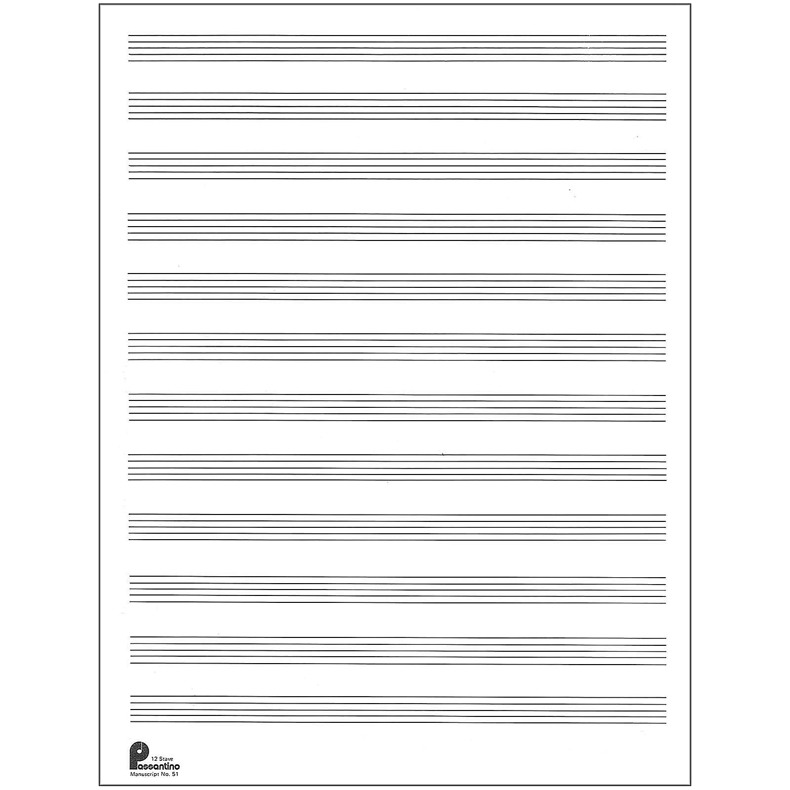 Music Sales Passantino Manuscript Paper Old #51, 12 Stave, 80 Pages ...