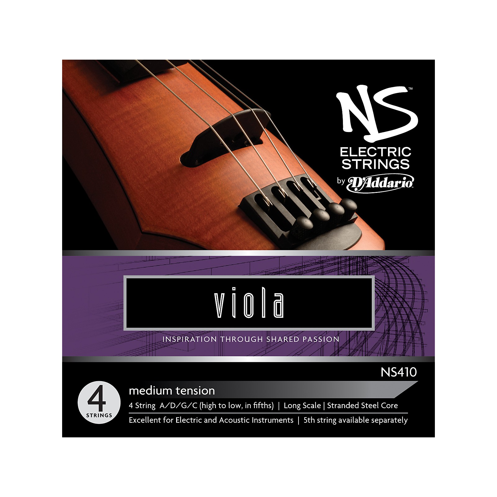 D'Addario NS410 NS Electric Viola Strings | Guitar Center