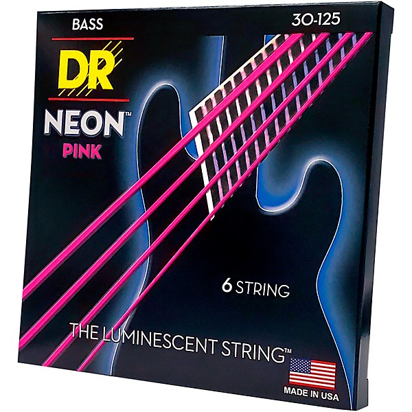 DR Strings NEON Hi-Def Pink Bass SuperStrings Medium 6-String | Guitar ...