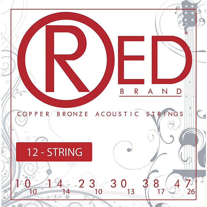 Red Strings Copper Bronze 12-String Acoustic Guitar Strings Light ...