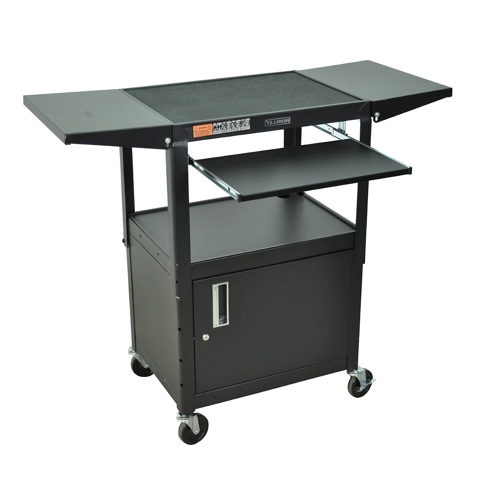 H. Wilson Adjustable Height Cart with Keyboard Tray, Locking Cabinet ...