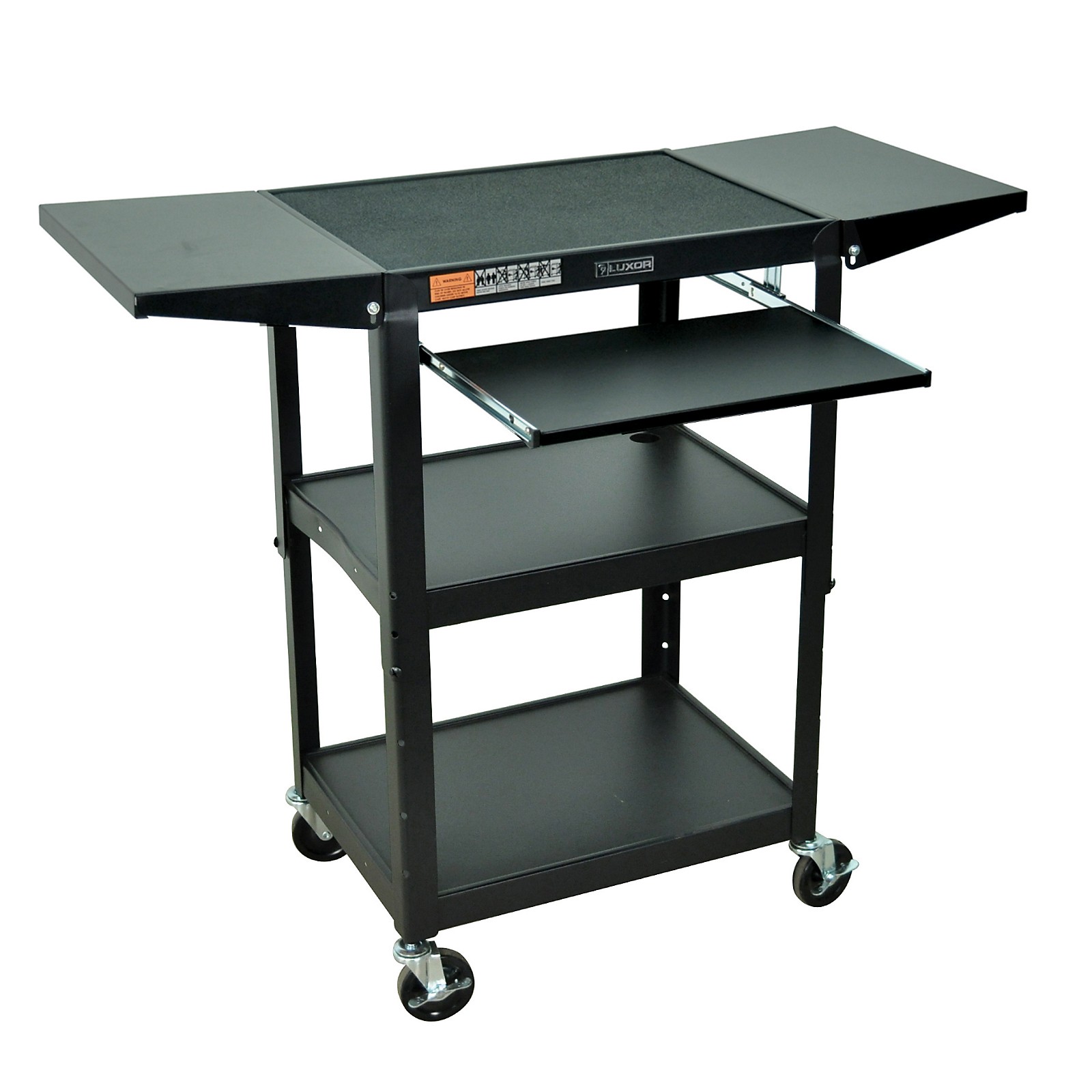 H. Wilson Adjustable Height Cart with Keyboard Tray and Drop Leaf ...