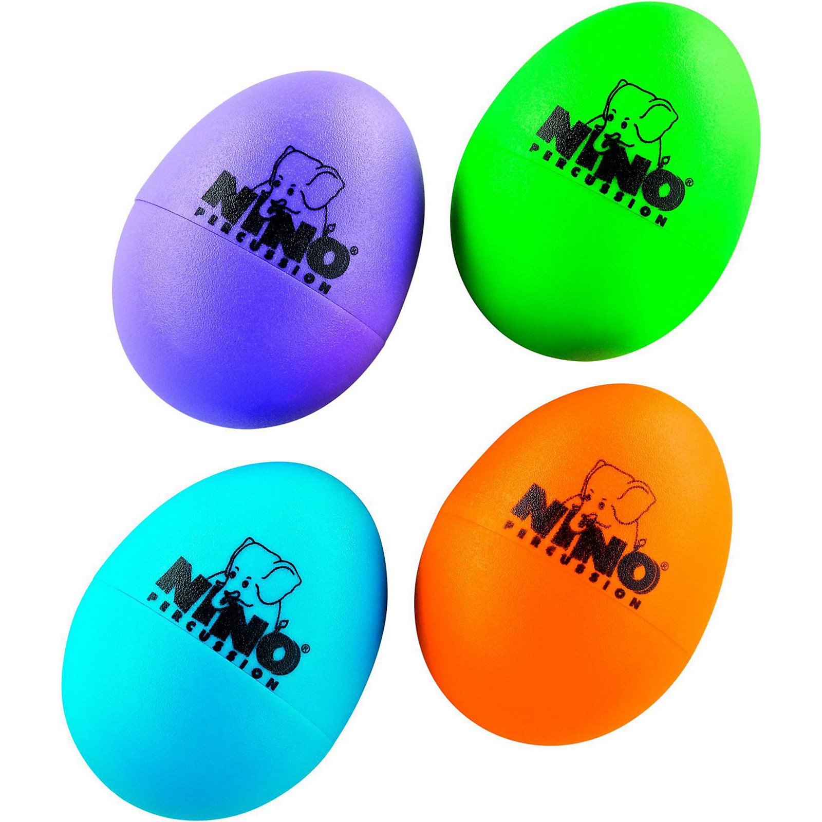 Nino Plastic Egg Shaker 4 Piece Assortment Aubergine/Grass Green/Orange ...