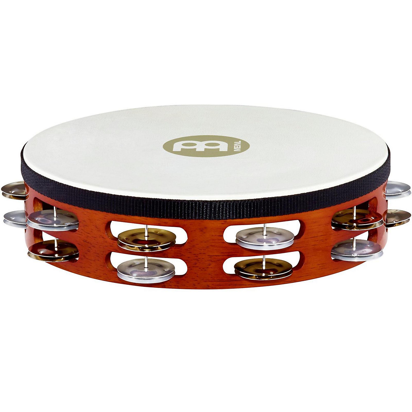 MEINL TAH2A-AB 10" Headed Wood Tambourine, Dual Row, Aluminum Jingles ...