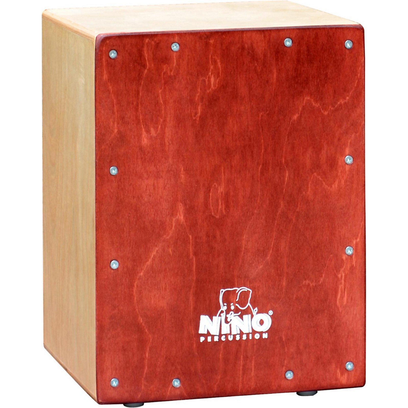 Nino Kids Cajon Natural Body Wine Red Front Plate | Guitar Center
