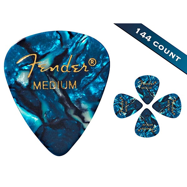 Fender 351 Premium Medium Guitar Picks - 144 Count Ocean Turquoise Moto ...