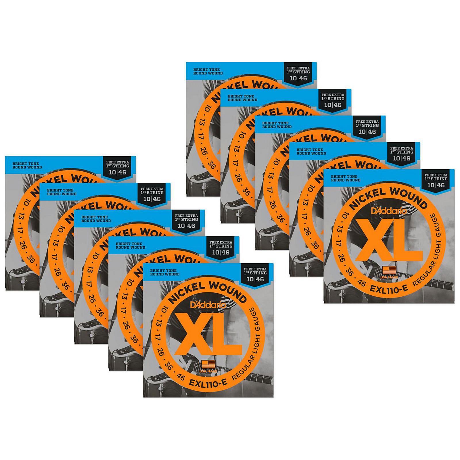 D'Addario EXL110-E Bonus Pack: Light Electric Guitar Strings With 10 ...
