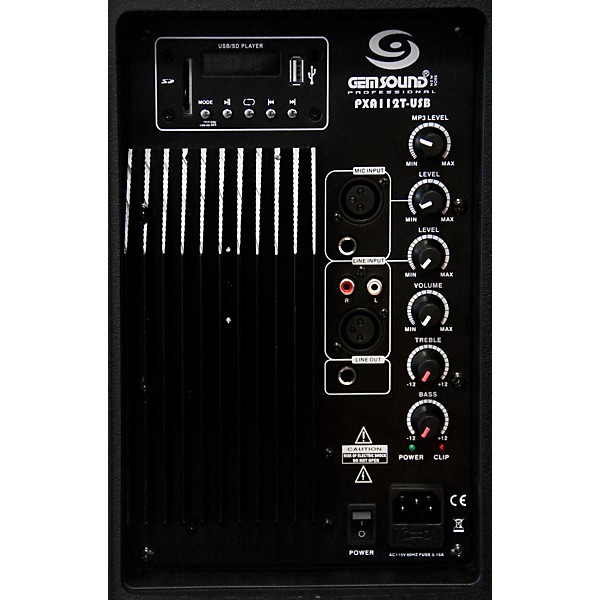 Gem Sound PXA112T-USB 12" Powered Speaker with USB/SD Media Player ...