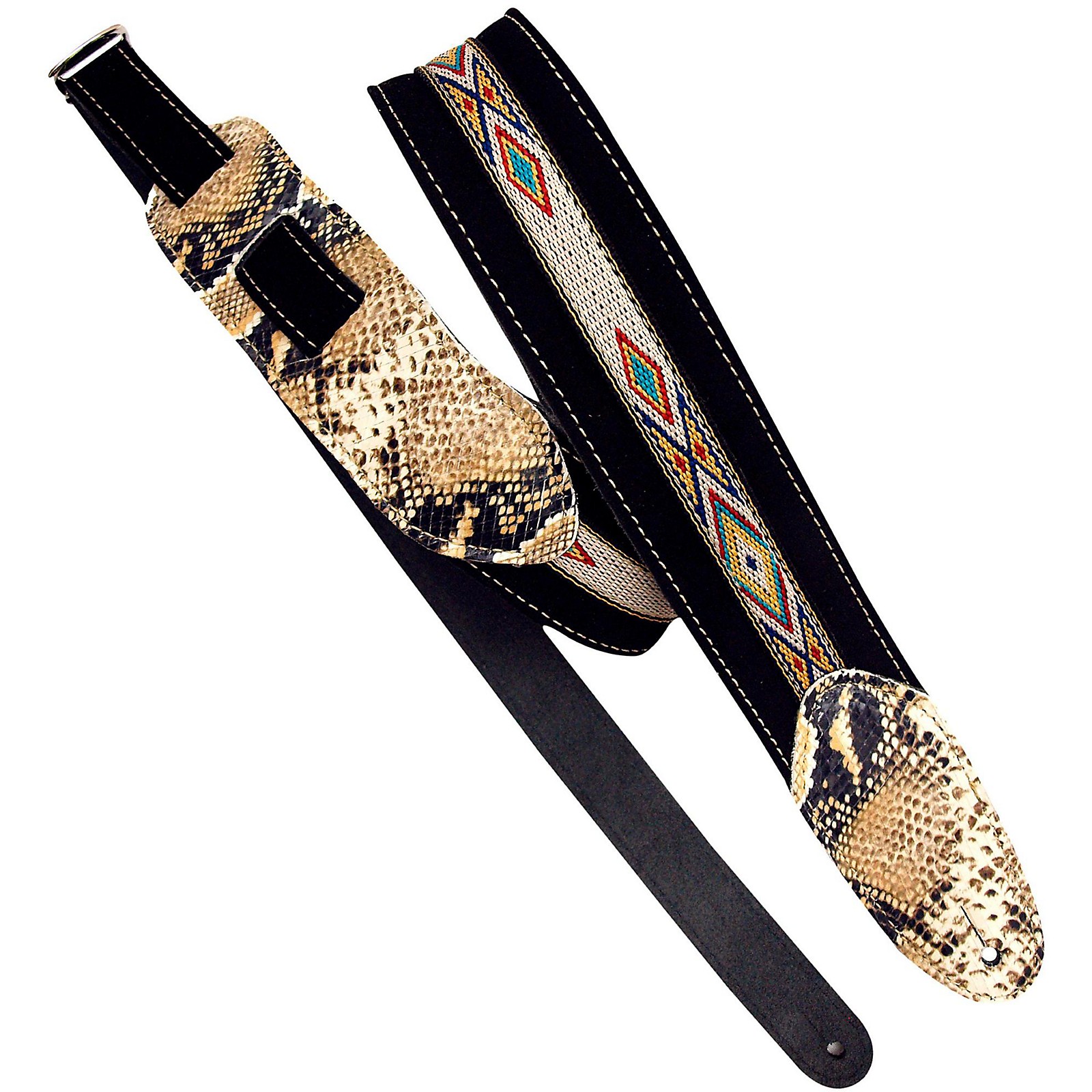 LM Products Snake Embossed and Suede Guitar Strap Black | Guitar Center