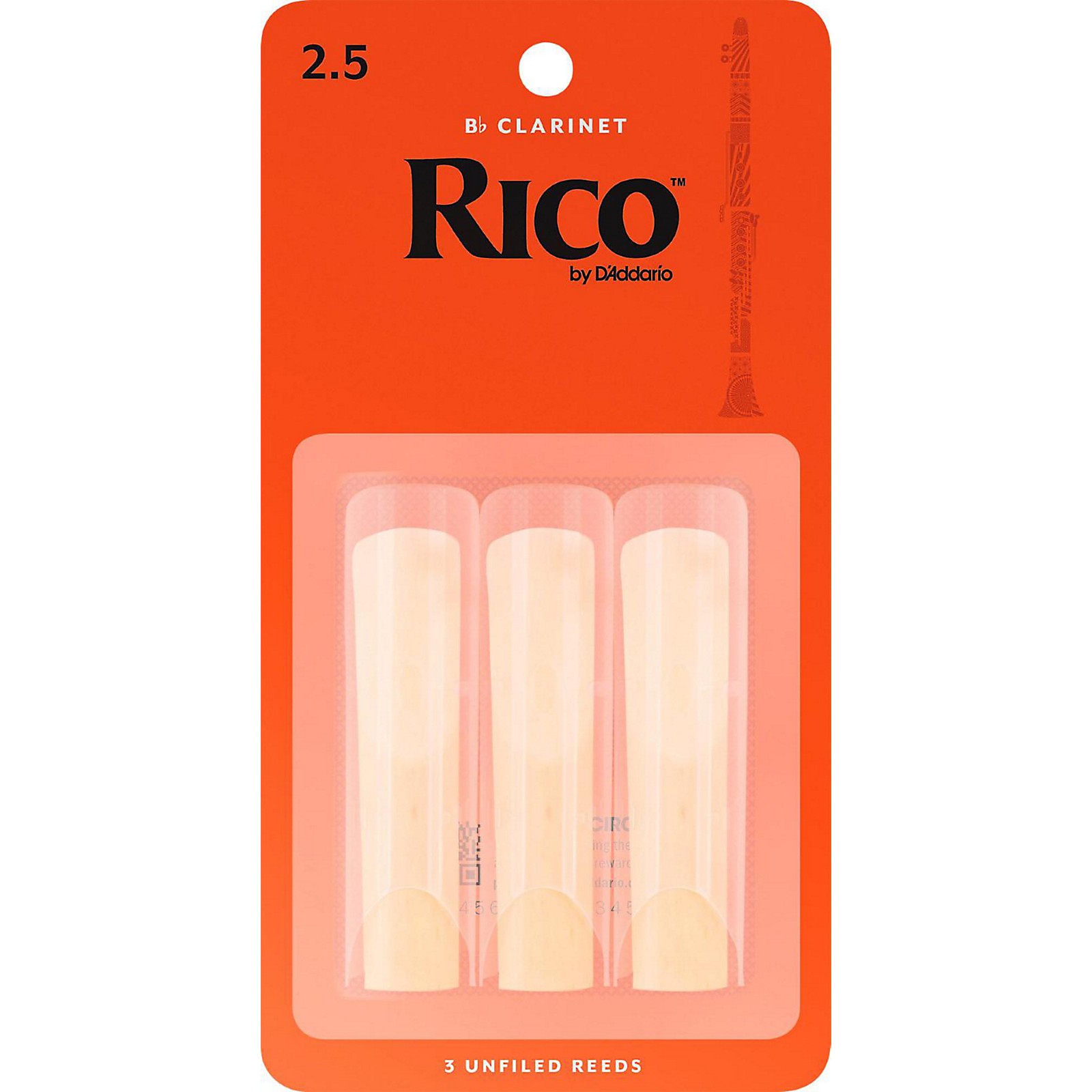Rico Bb Clarinet Reeds, Box of 3 Strength 2.5 | Guitar Center