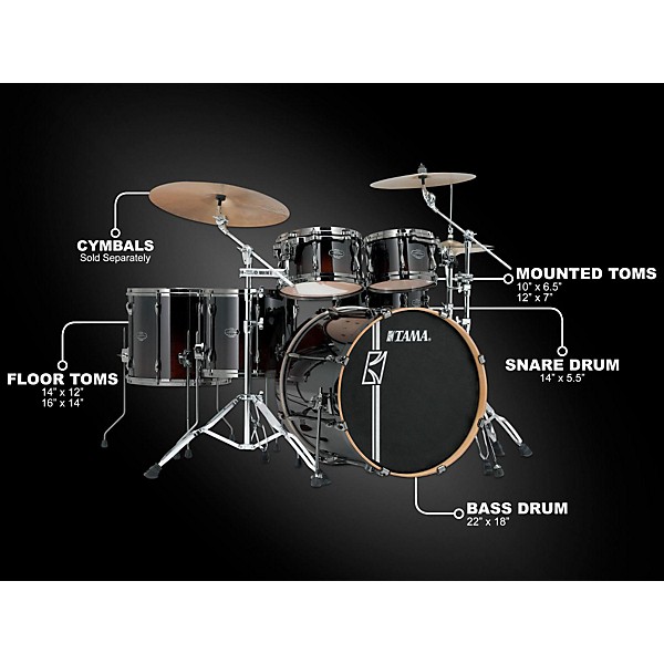 Open Box TAMA Superstar Hyper-Drive Maple 6-Piece Shell Pack Dark Mocha ...