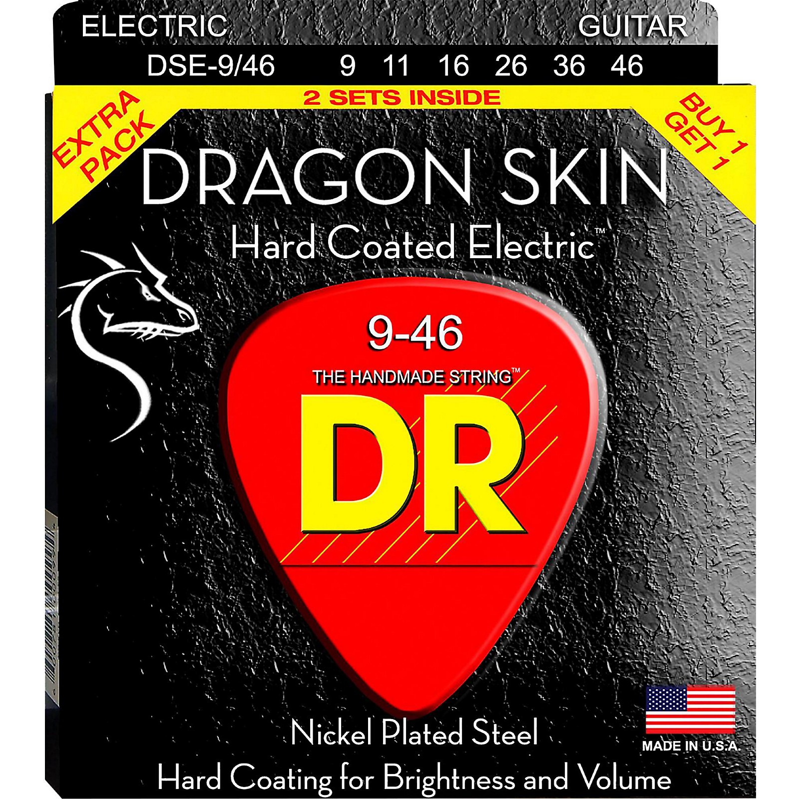 DR Strings Dragon Skin (2 Pack) Hard Coated Electric Guitar Strings (9 ...