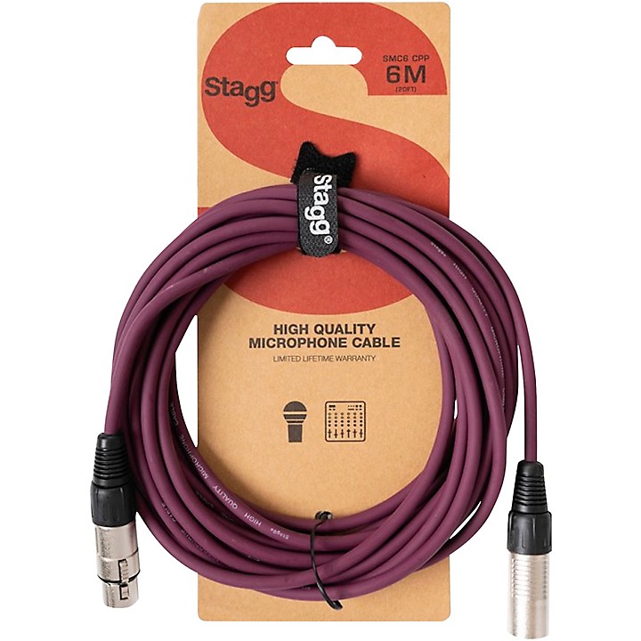 Stagg XLR Microphone Cable 20' - Assorted Colors Purple | Guitar Center