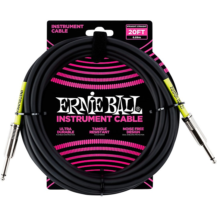 Ernie Ball Straight Instrument Cable - Black 20 ft. | Guitar Center