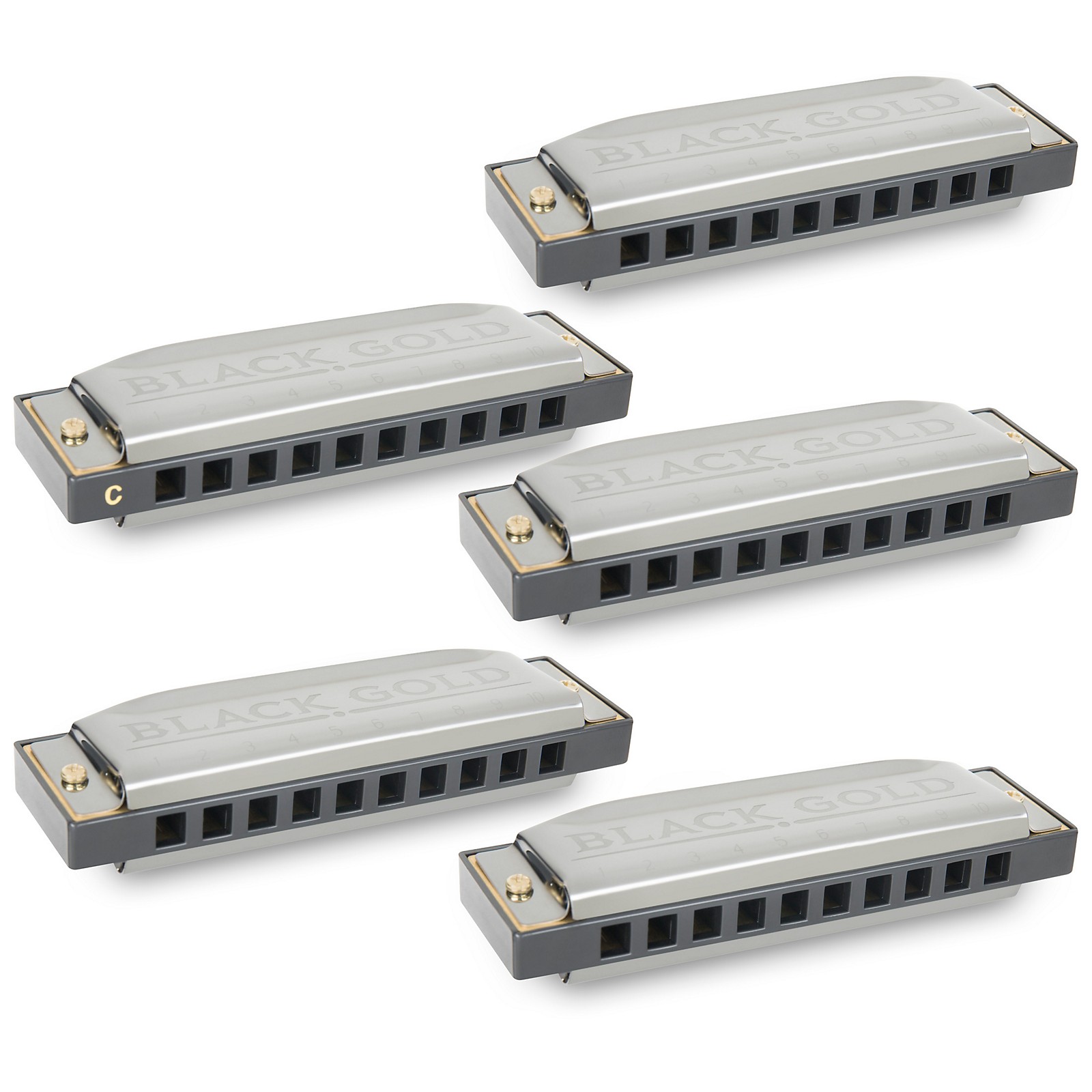 Silver Creek Black Gold Harmonica 5 Pack - Keys of A, C, D, E and G ...