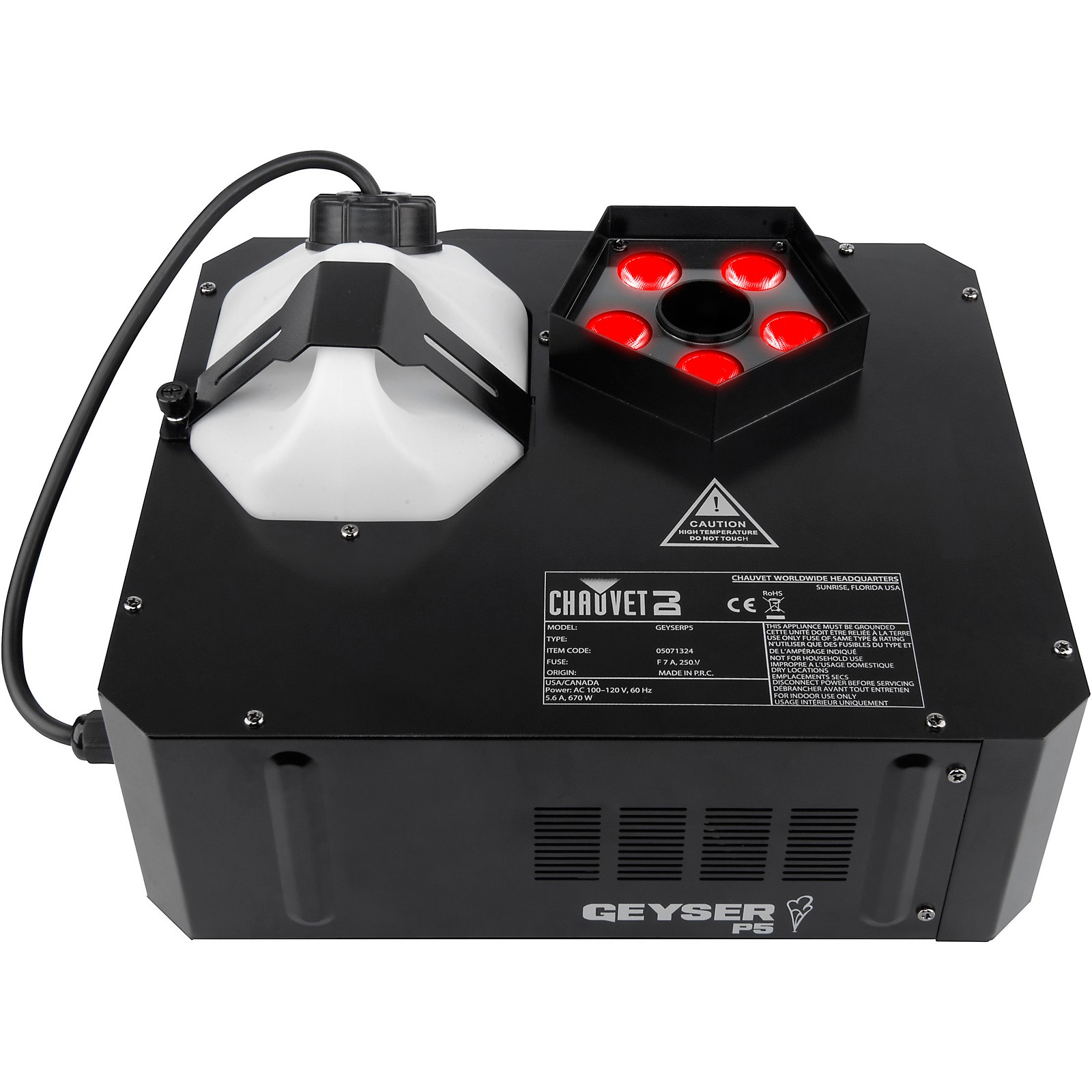 CHAUVET DJ Geyser P5 Compact Vertical Fog Machine with RGBA+UV LEDs and ...