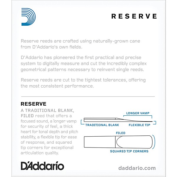 D'Addario Woodwinds D'Addario Reserve Eb Clarinet Reed 3.5 | Guitar Center