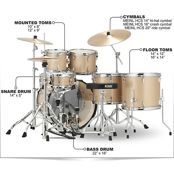TAMA Imperialstar 6-Piece Complete Drum Set with Meinl HCS Cymbals and ...