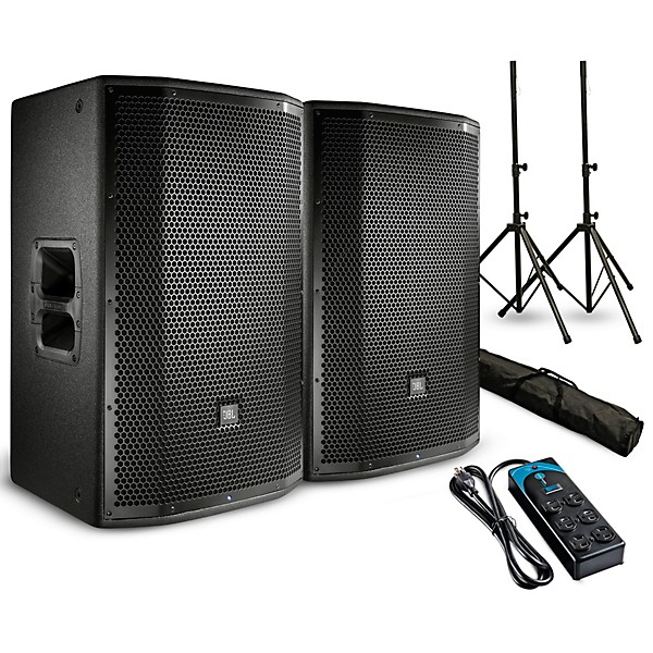 JBL PRX812W Powered 12" Speaker Pair With Stands and Power Strip ...