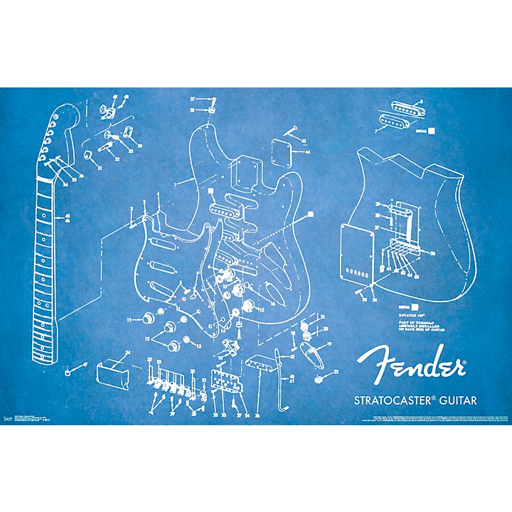 Trends International Fender - Exploded Strat Poster Standard Roll ...