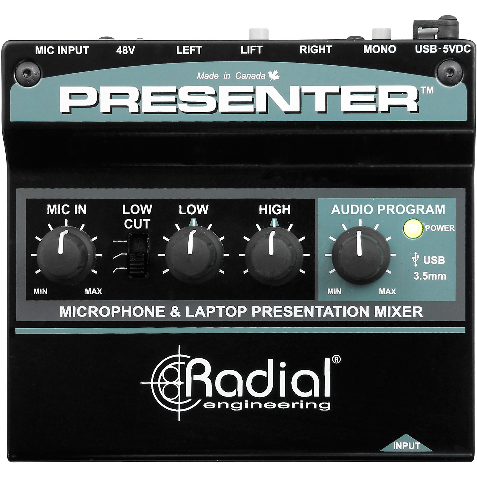 Radial Engineering Presenter Audio Compact Presentation Mixer and USB ...