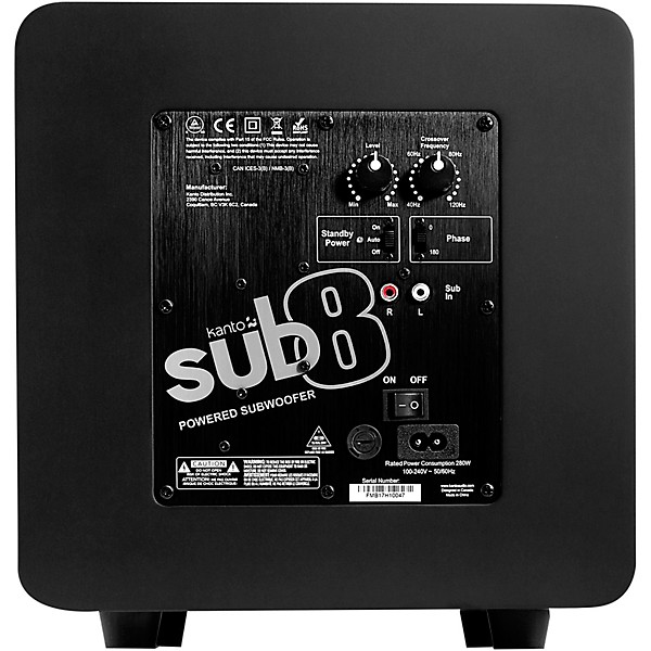 Kanto SUB8 8-inch Powered Subwoofer Matte Black | Guitar Center