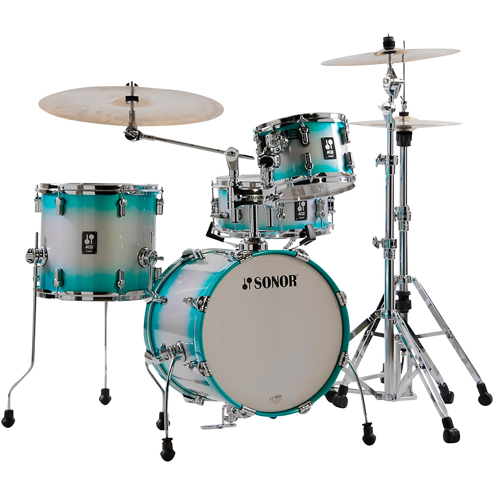 SONOR AQ2 Safari Maple 4-Piece Shell Pack Aqua Silver Burst | Guitar Center SONOR AQ2 Safari Maple 4-Piece Shell Pack Aqua Silver Burst | Guitar Center