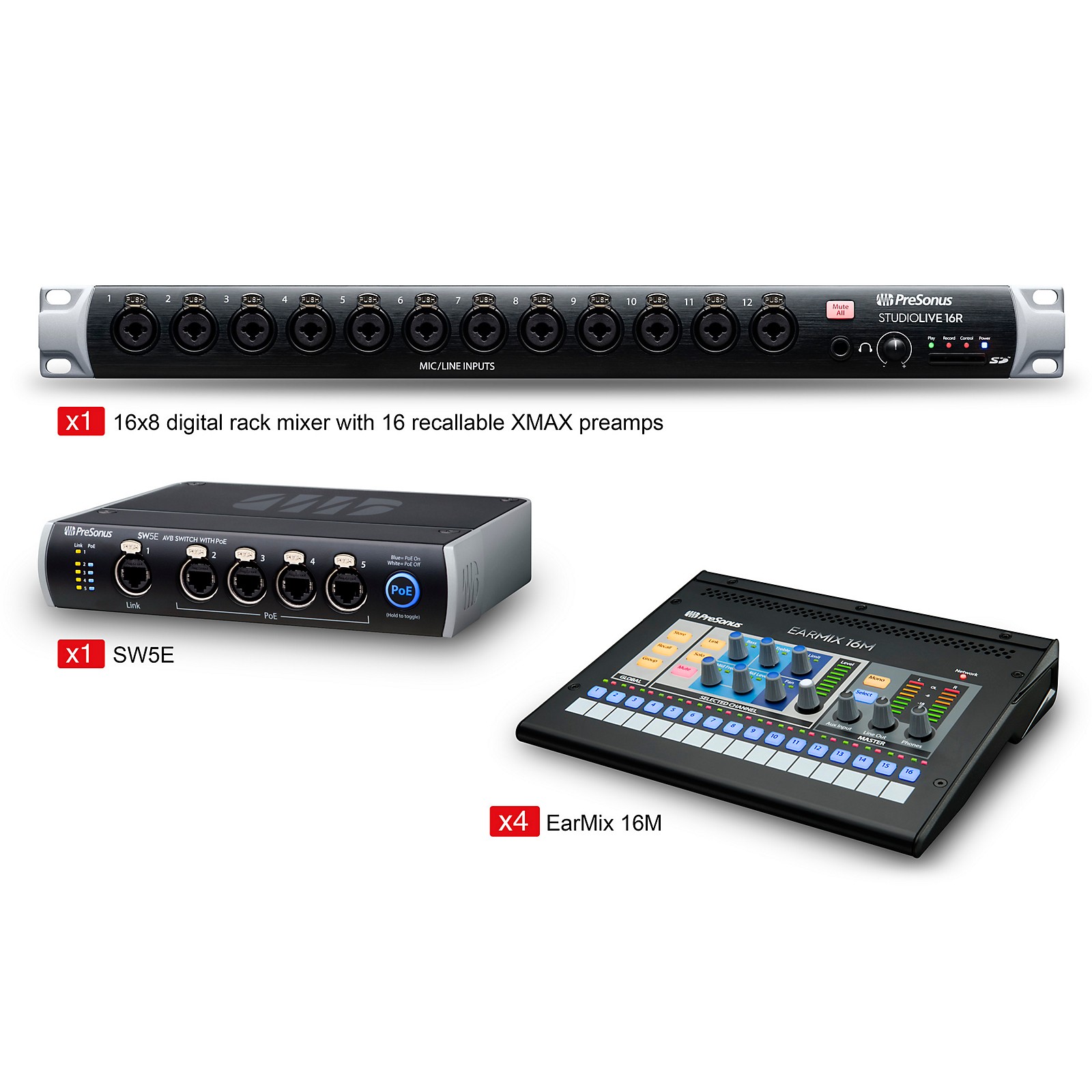 PreSonus StudioLive 16R Mobile EarMix Monitor and Switcher Package ...