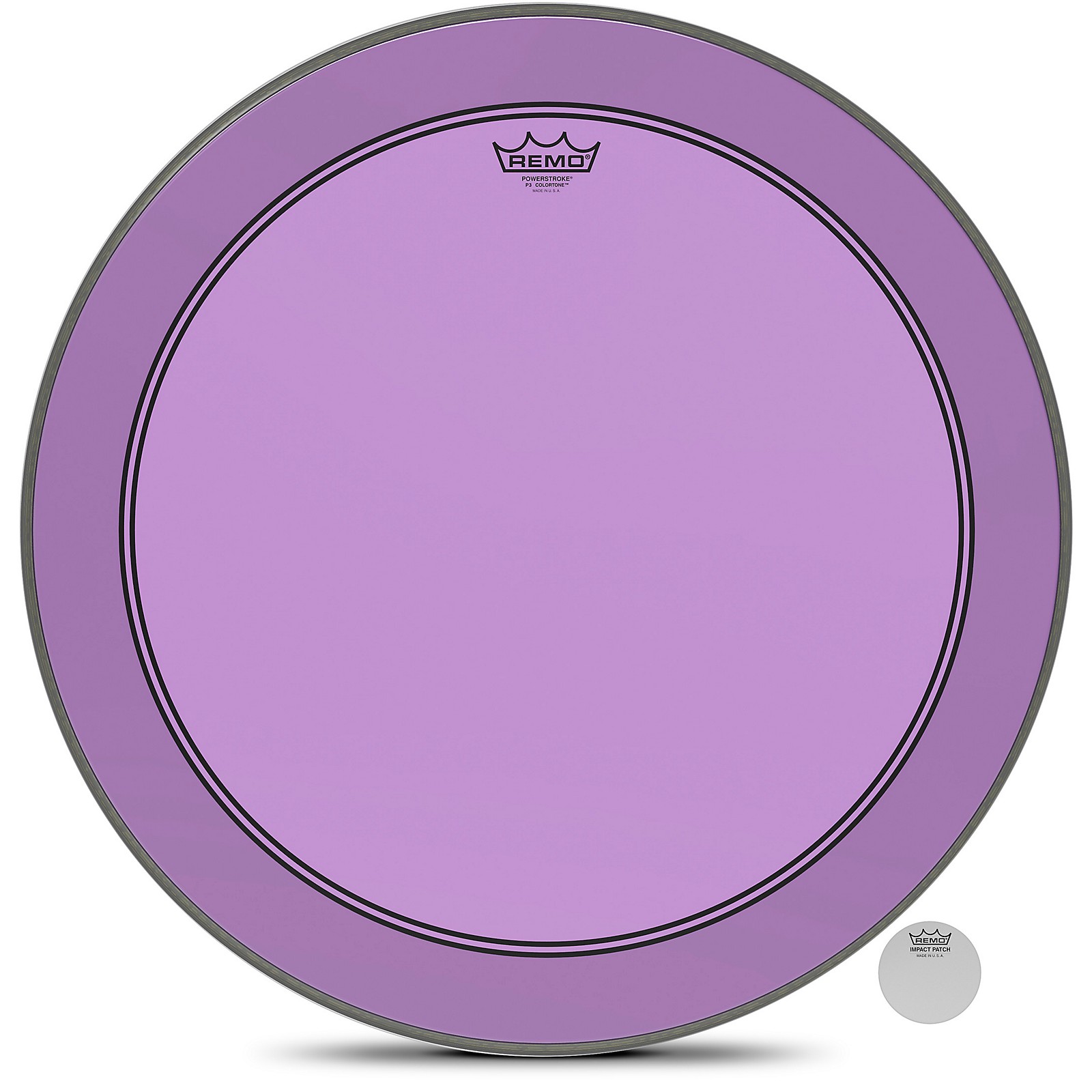 Remo Powerstroke P3 Colortone Purple Resonant Bass Drum Head with 5 ...
