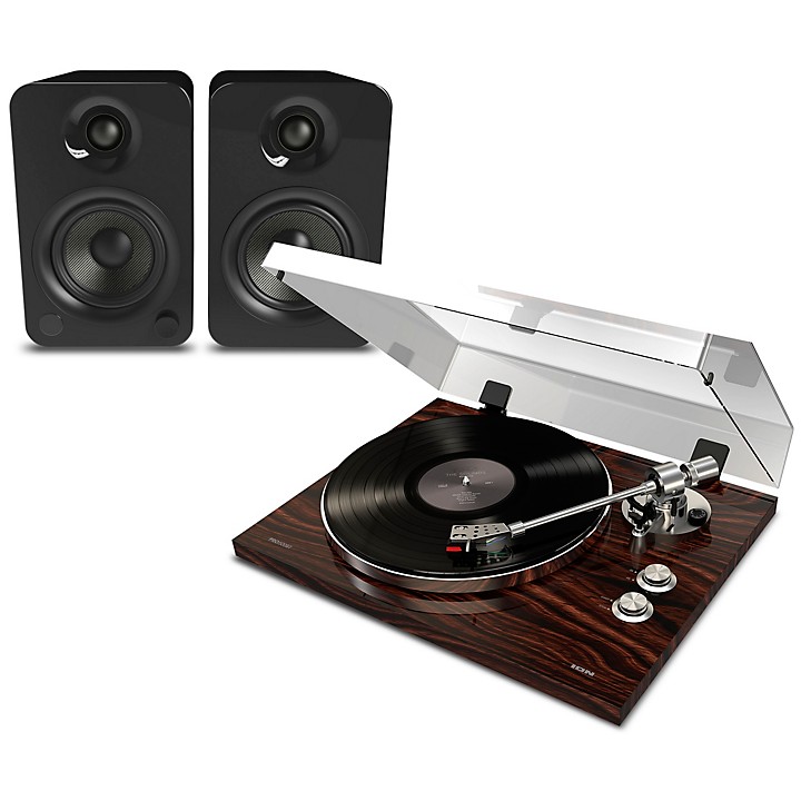 Ion Pro BT500 Record Player Package with Kanto YU4 Powered Speakers ...